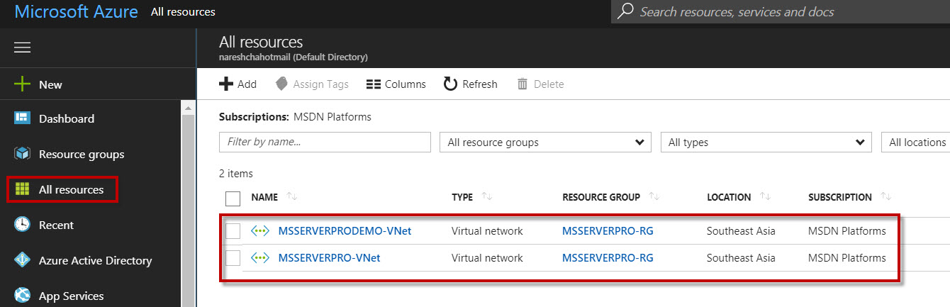 Configuring Azure Vnet Peering By Using The Azure Portal Ms Server Pro